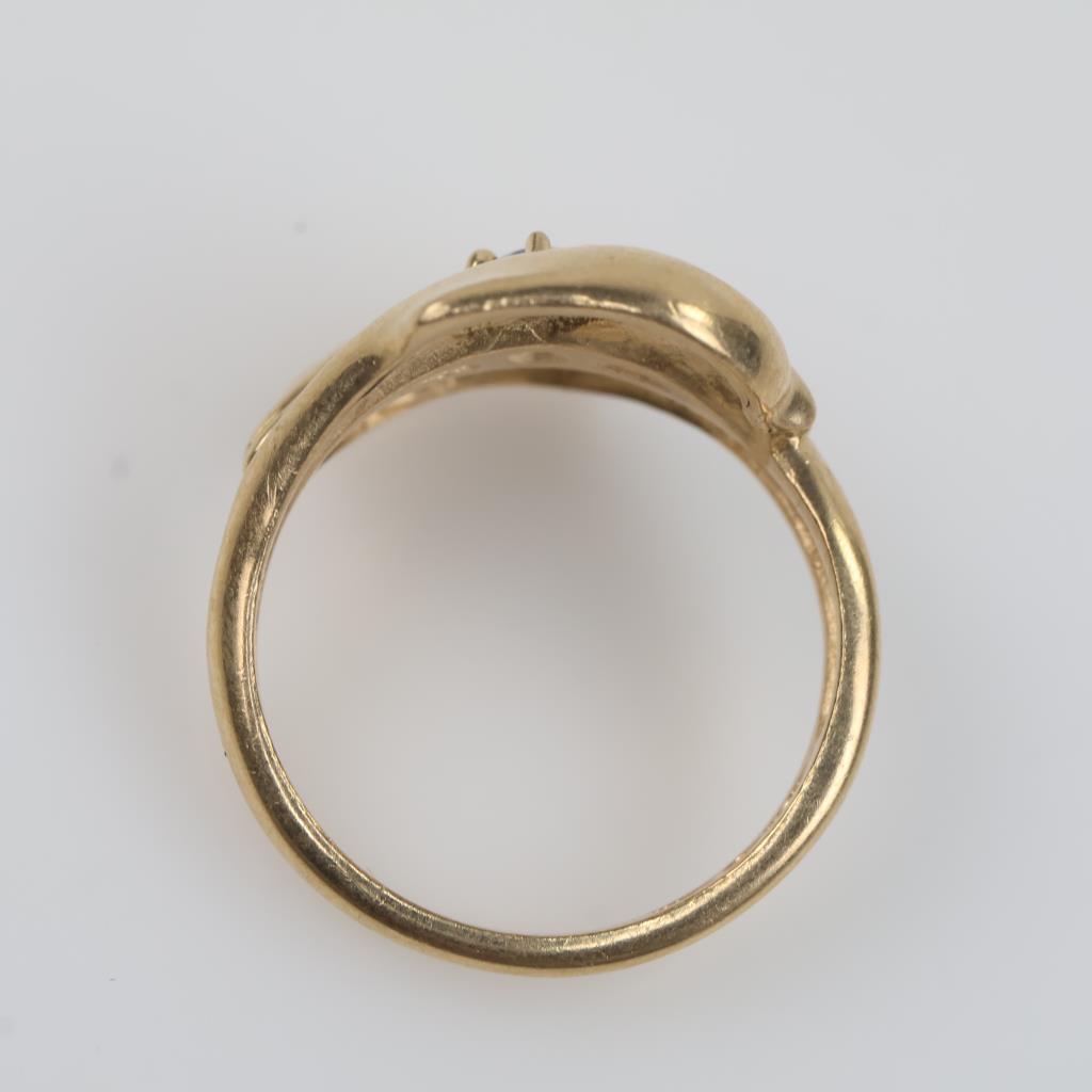 Kabana 14kt Gold Purple Stone Hollow Dolphin Ring | Property Room