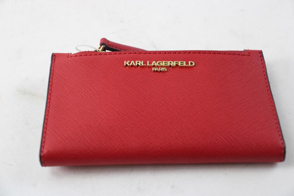 Karl Lagerfeld Bifold Zip Wallet, Red | Property Room