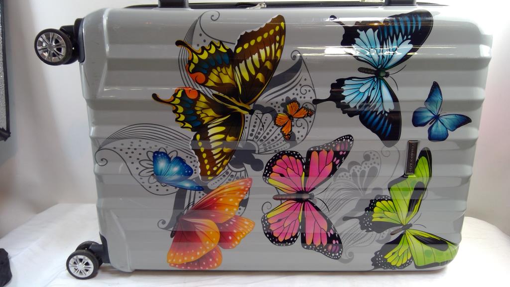 Karriage-Mate Large 4-Wheel Butterfly Hard Shell Suitcase, Multicolor ...