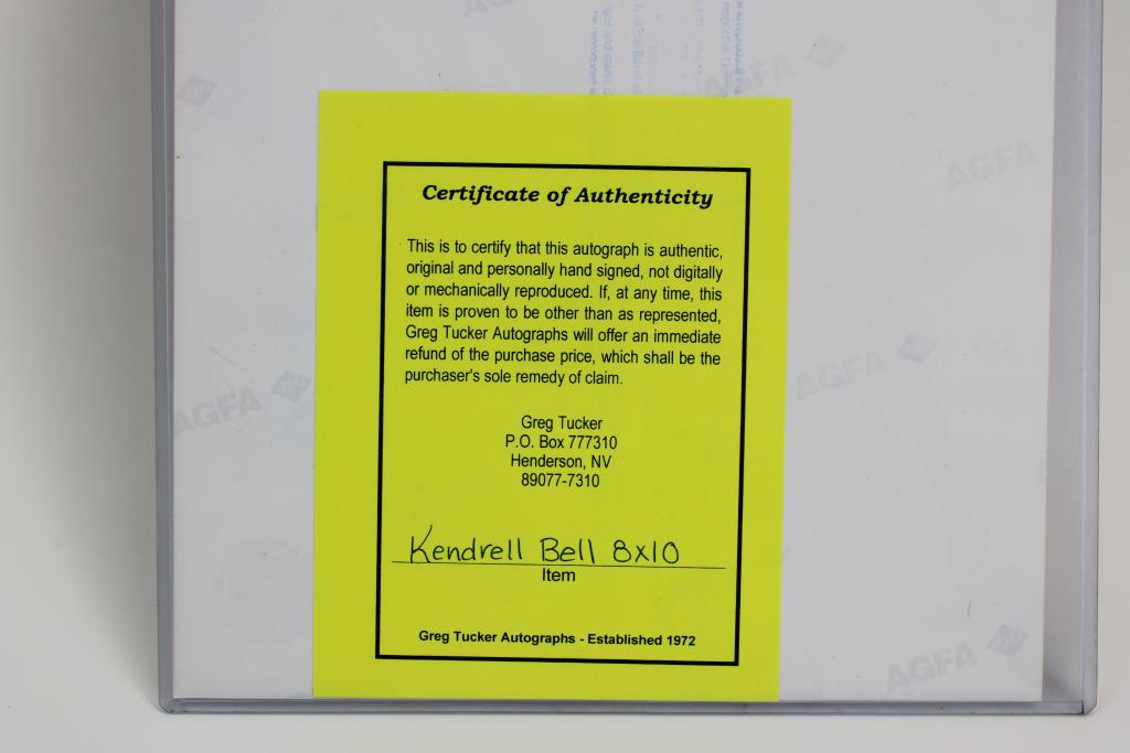 Kendrell Bell 8x10 Autographed Photo With Certificate Of Authenticity ...