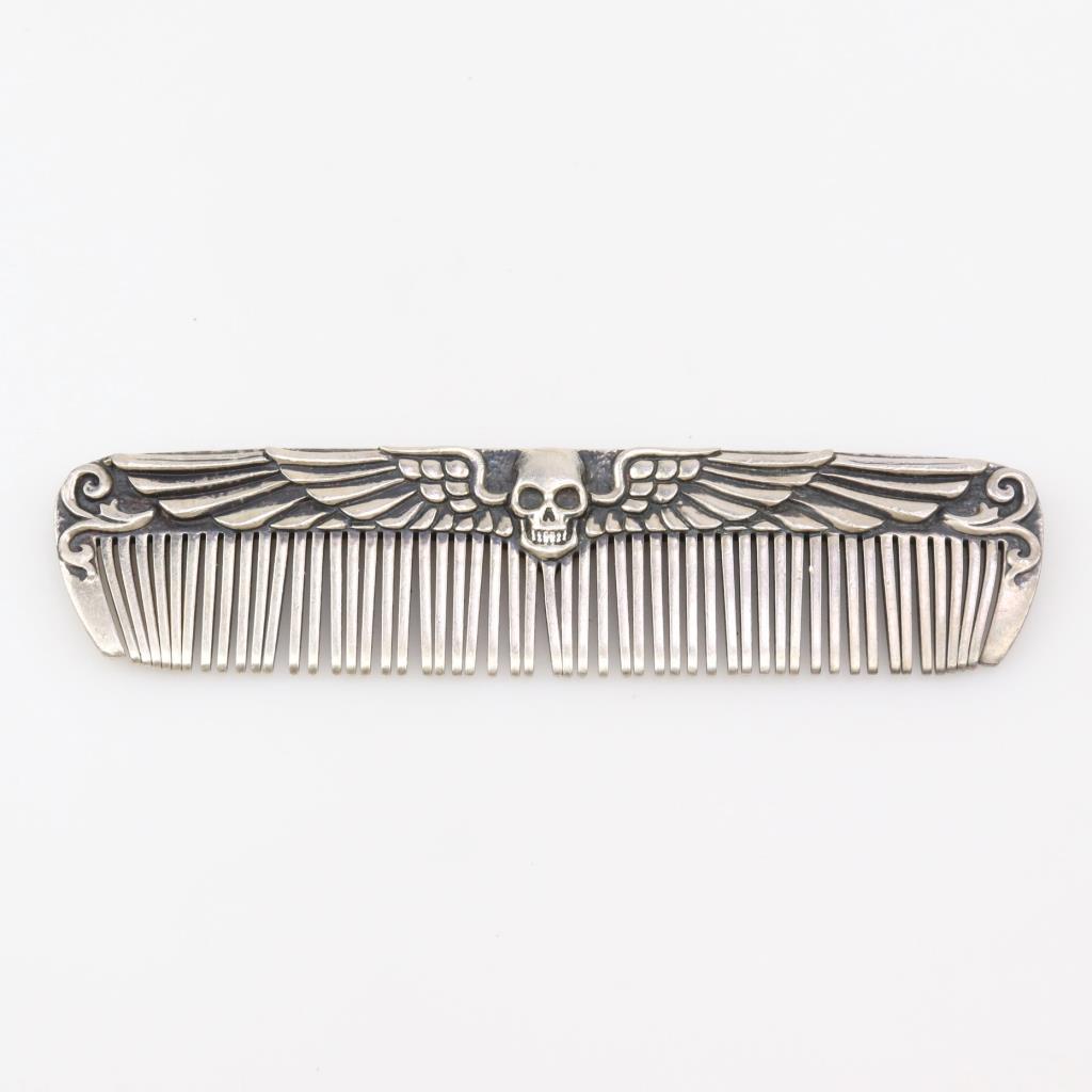 King Baby Sterling Silver Winged Skull Comb | Property Room