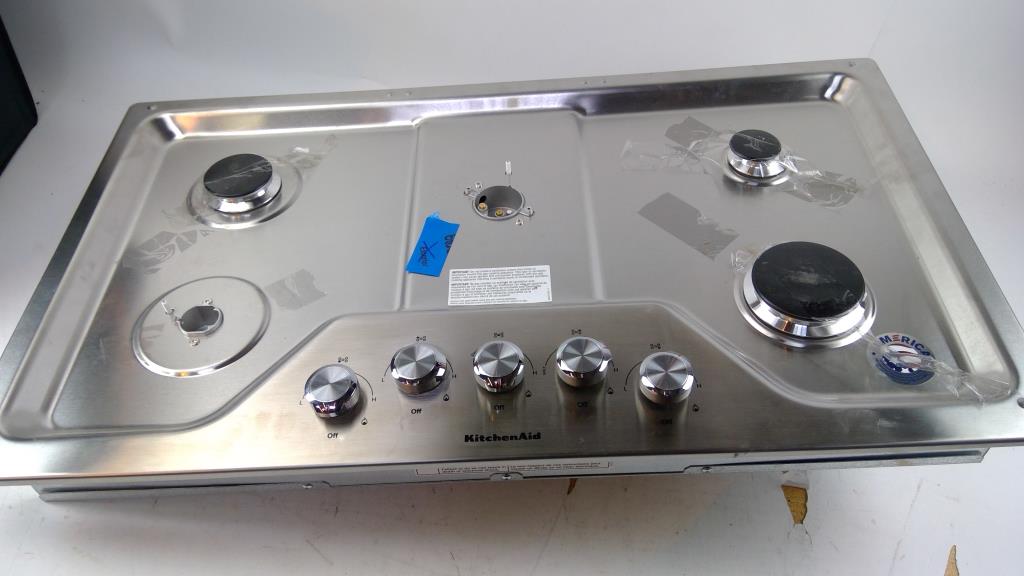 KitchenAid 36" 5-Burner Stove Top, KCGS356ESS00, Stainless Steel | Property Room