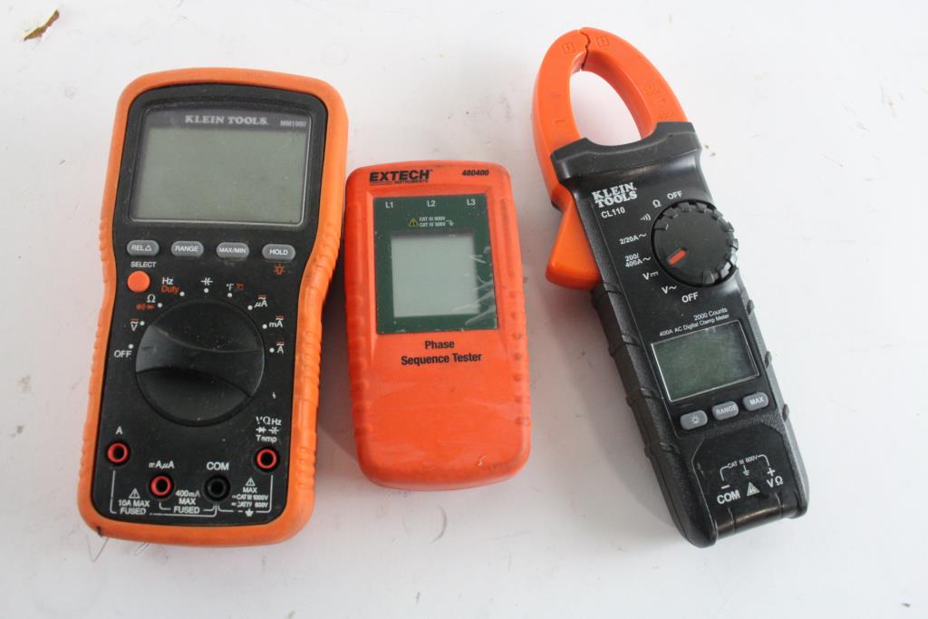 Klein Tools Multimeters & Extech Phase Sequence Tester, 3 Pieces ...