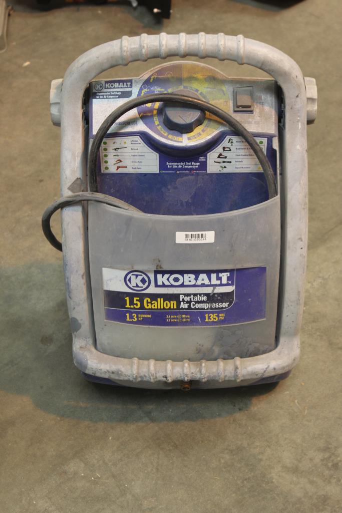 Kobalt 1 5 Gallon Portable Air Compressor Property Room Kobalt 1 5 Gallon Portable Air Compressor Property Room