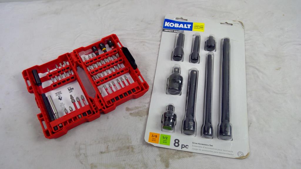 Kobalt 3/8" And 1/2" Drive Accessory Set, And Milwaukee Drill Bit Set ...