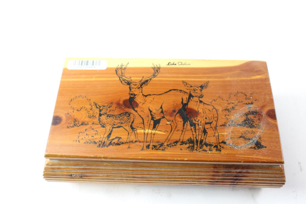 Lake Tahoe Deer Print Wooden Box | Property Room