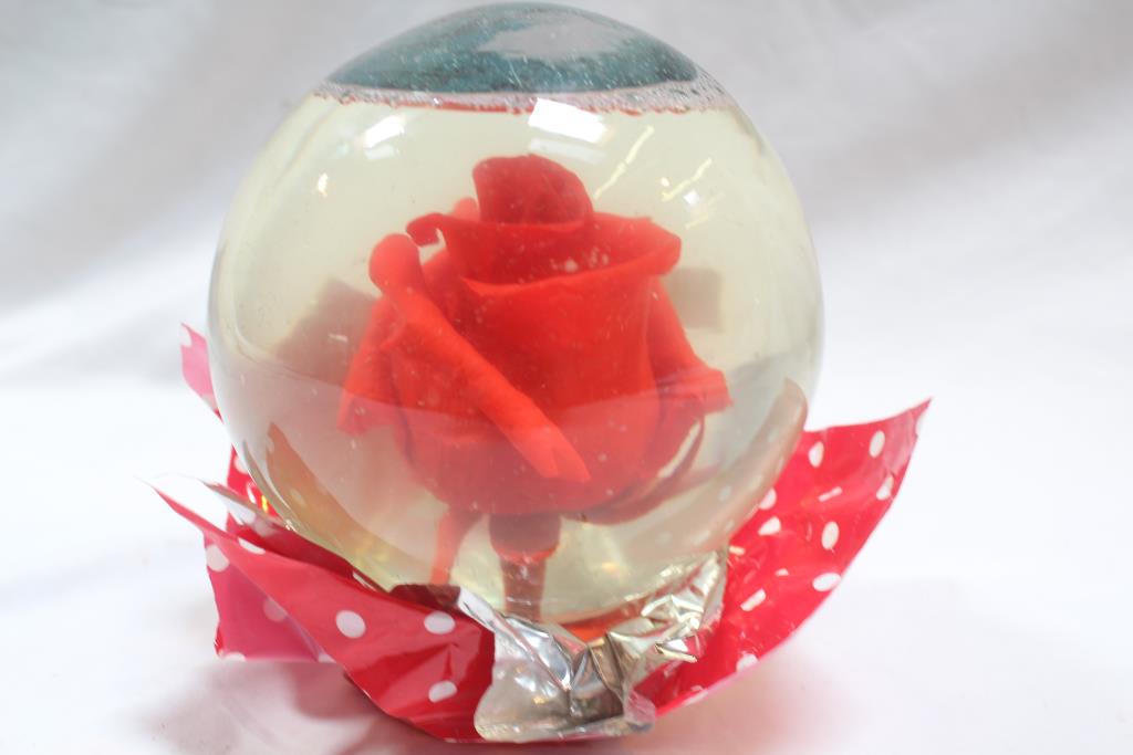Large Floral Rose Glass Globe Red Property Room