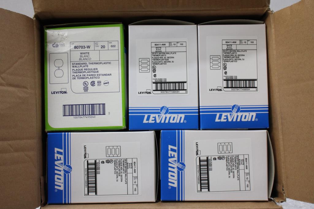 Leviton Standard And Decora Designer Wallplates, 5 Boxes | Property Room