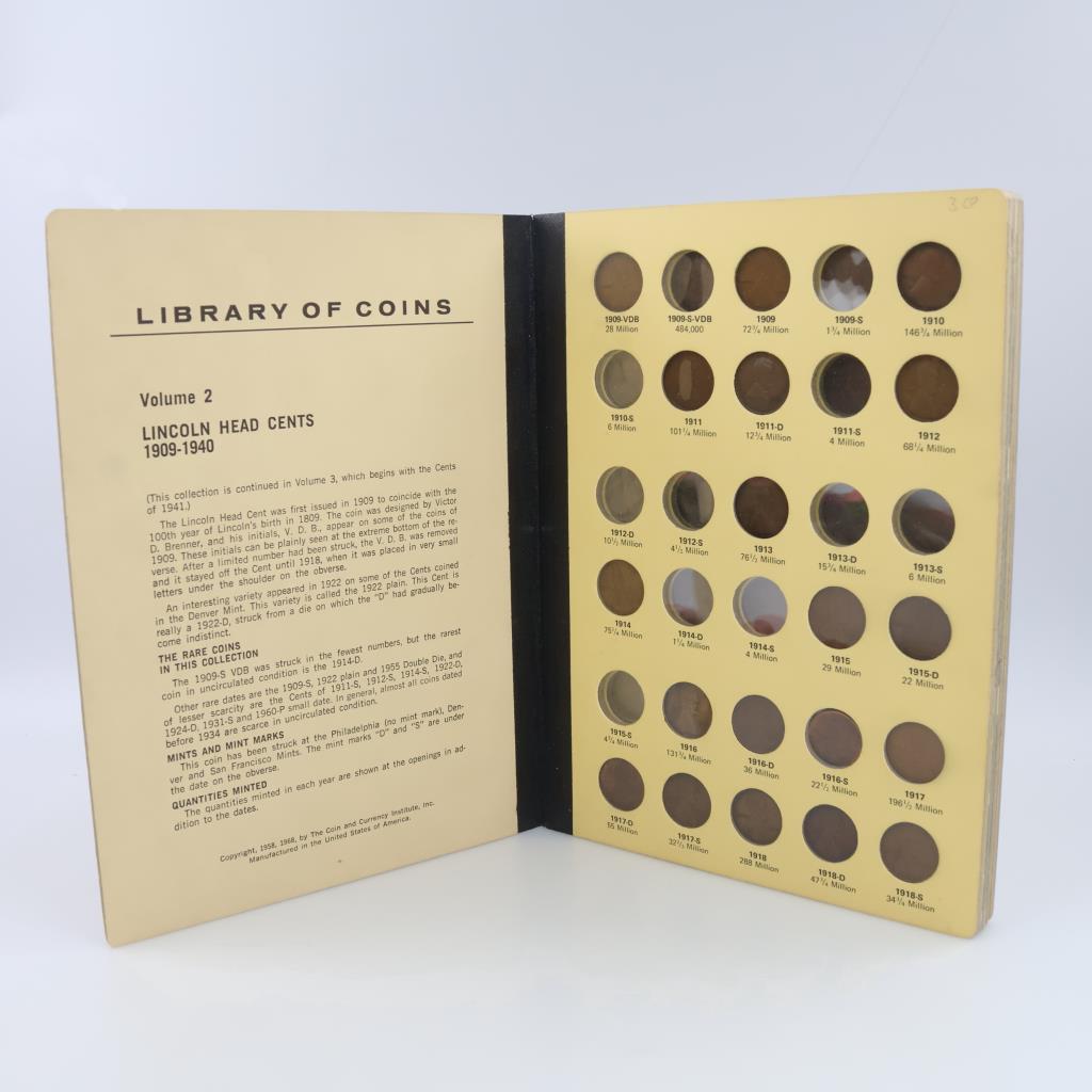 Library Of Coins Lincoln Cents Collection Booklet, 64+ Pieces ...