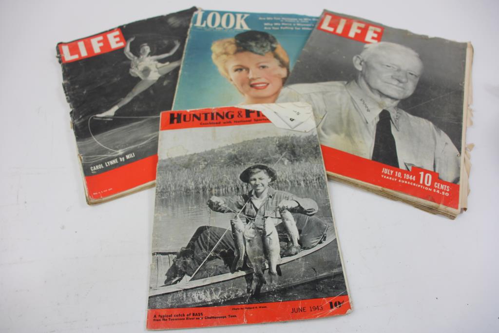 Life, Look And Hunting And Fishing 1940s Vintage Magazines, 9 Pieces ...