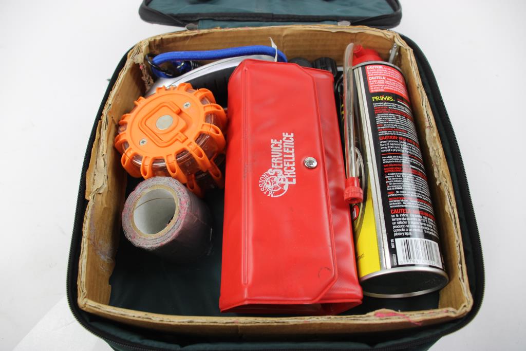 Lineline Road Kit With Tire Inflator/Sealer, Jump Cables, And More ...