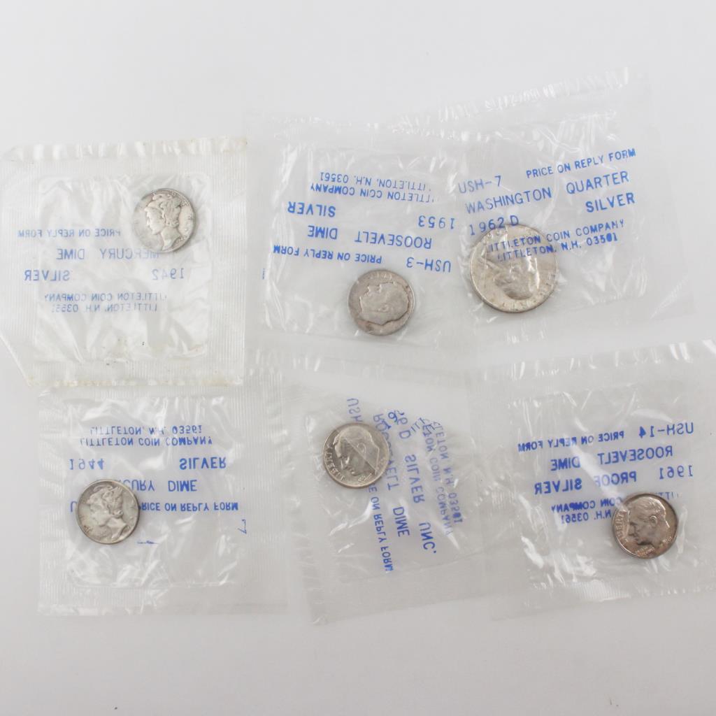 Littleton US Silver Coins, 6 Pieces | Property Room