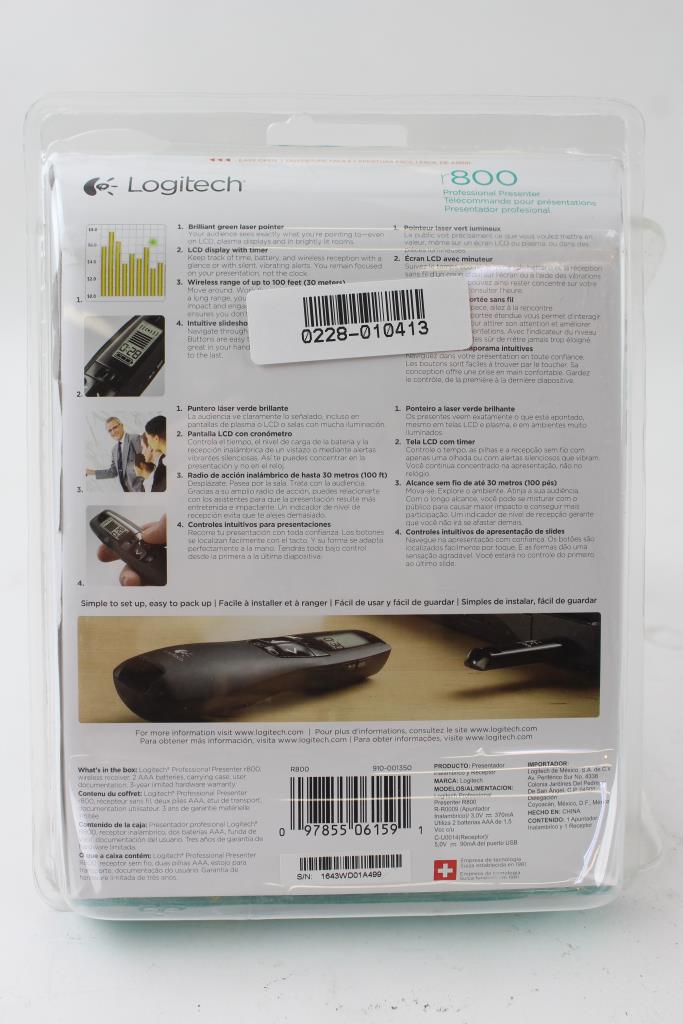 Logitech Professional Presenter R800 Remote With Laser Pointer ...