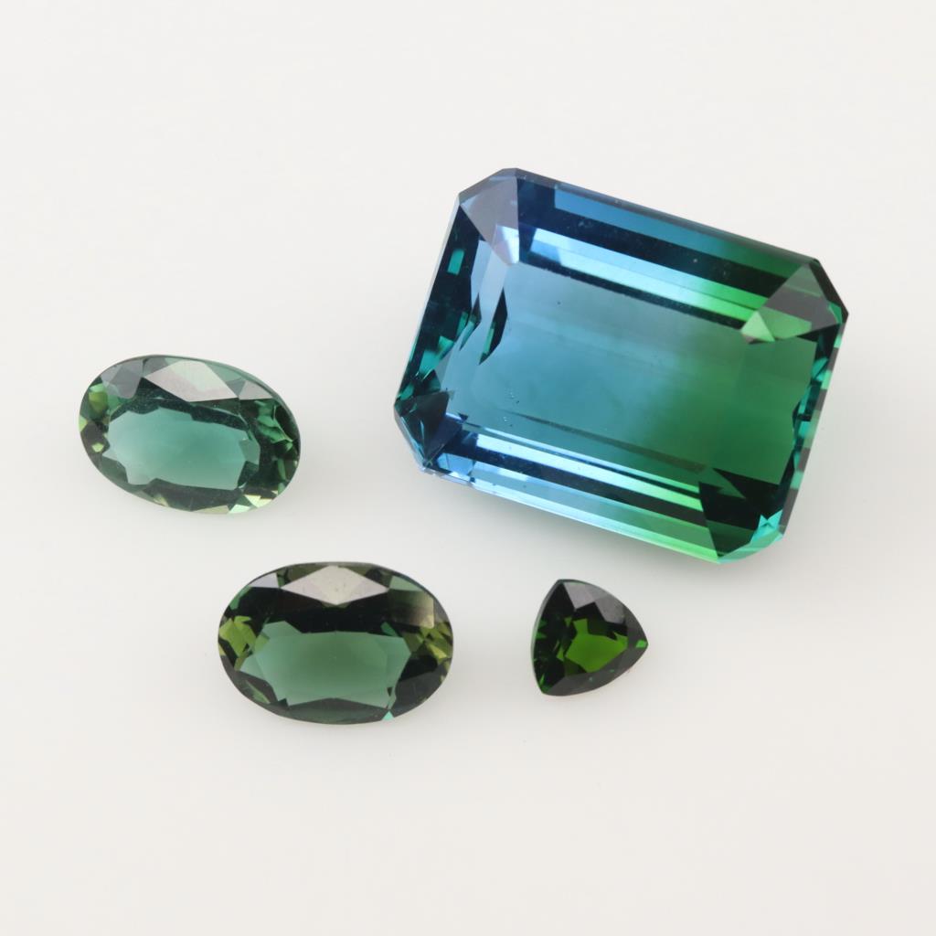 Loose Tourmaline And Blue Green Quartz Stones, 4 Pieces | Property Room
