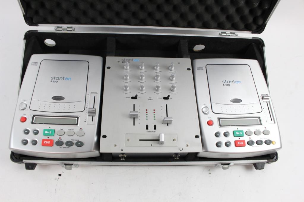Lot Of 2 Stanton CD Players And Mixer In Carrying Case | Property Room