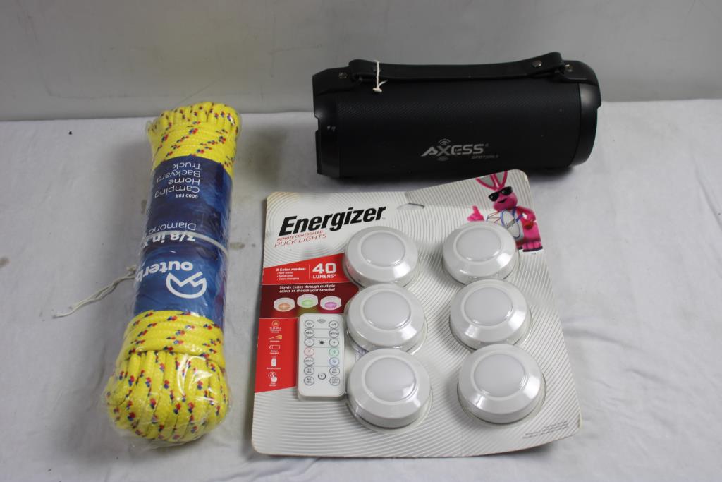 Lot Of Misc, Fitness Mat, Speaker, Puck Lights And More | Property Room