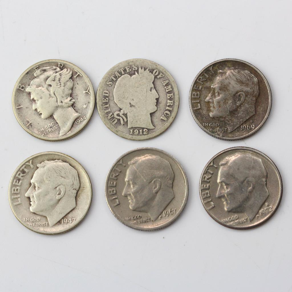 Lot Of U.S. Dimes, 6 Pieces | Property Room