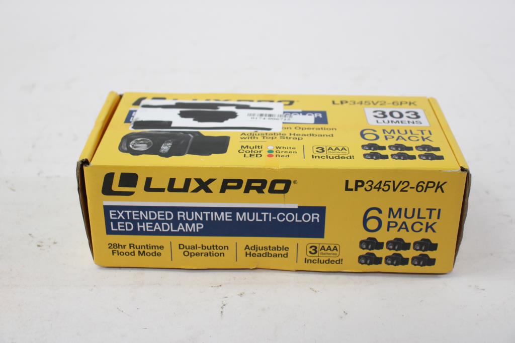 Lux Pro Extended Runtime Multi-Color LED Headlamp 6 Multi Pack ...