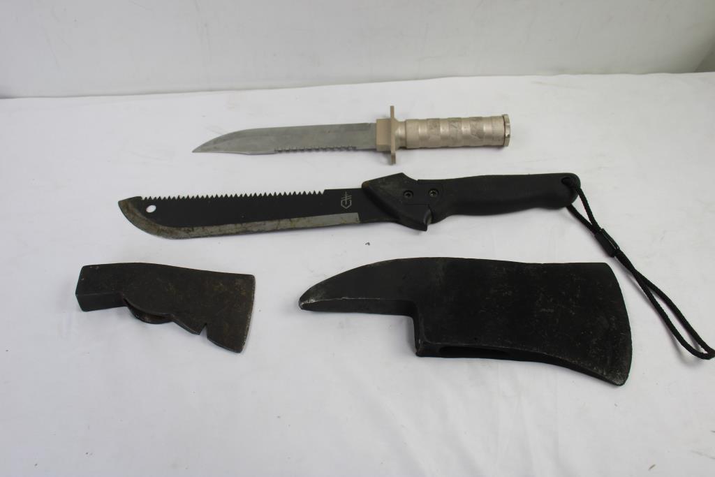 Machete, 39.5" Sword With Skull Handle, Axe Heads, And More Blades, 7 ...
