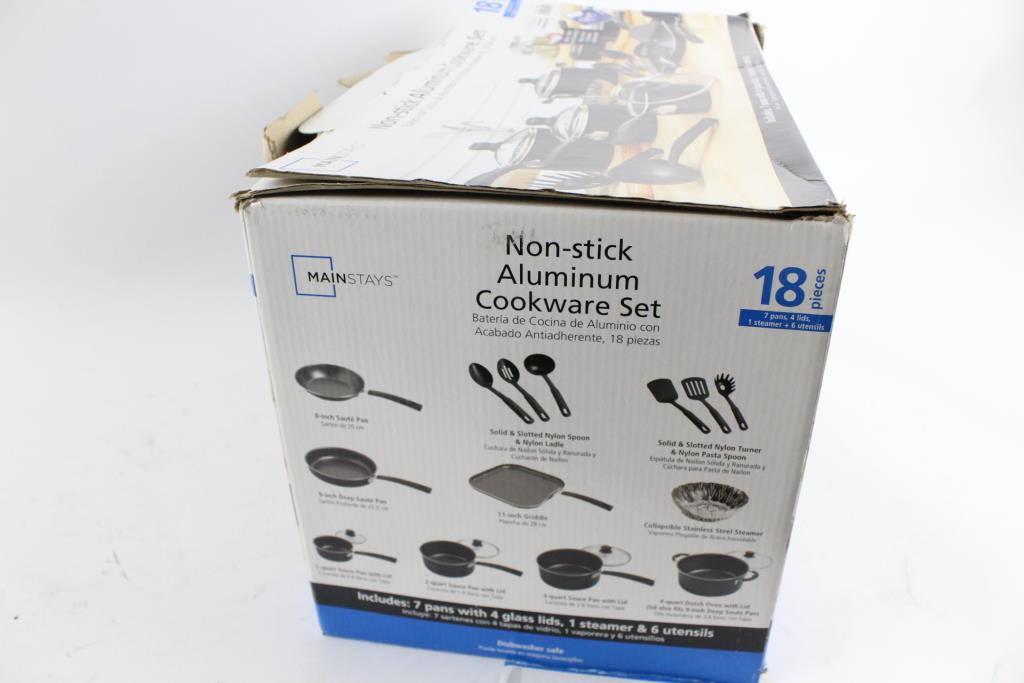 Mainstays Non-Stick Aluminum Cookware Set, 18 Pieces | Property Room