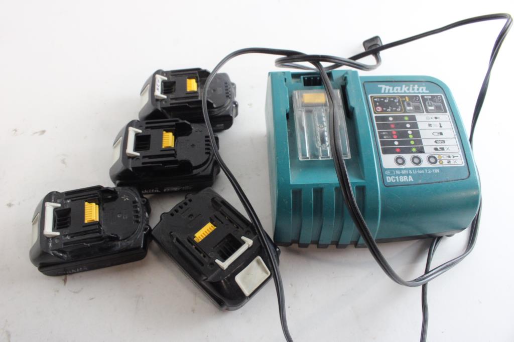 Makita Battery Charger With Batteries 4 Pieces | Property Room