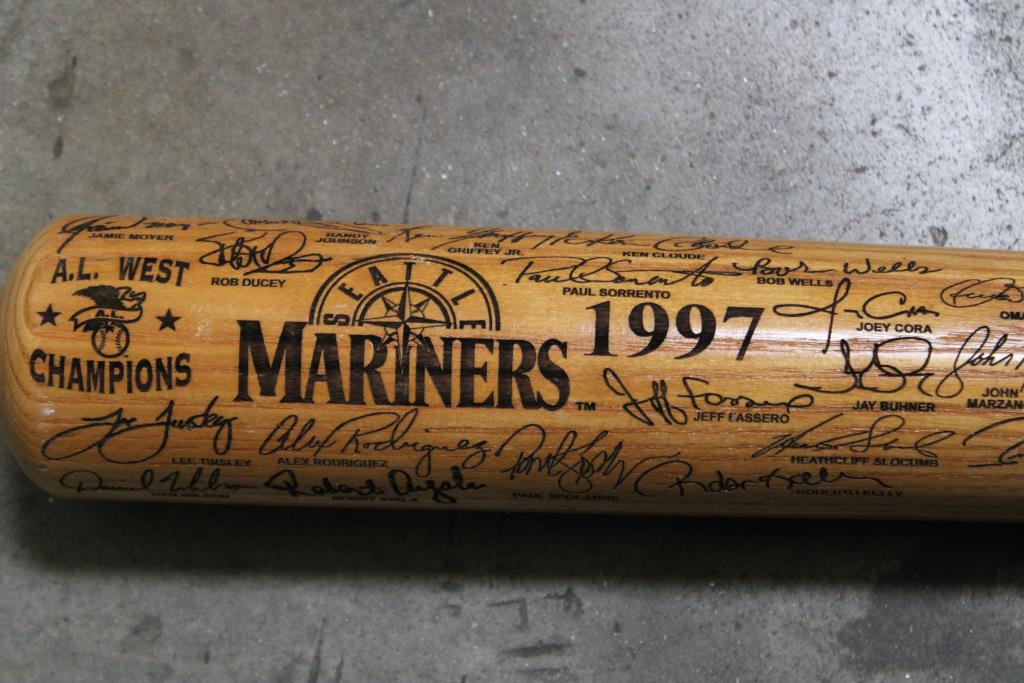 Mariners A.L. West Champions 1997 Baseball Bat Wiith Signatures No. 340 ...