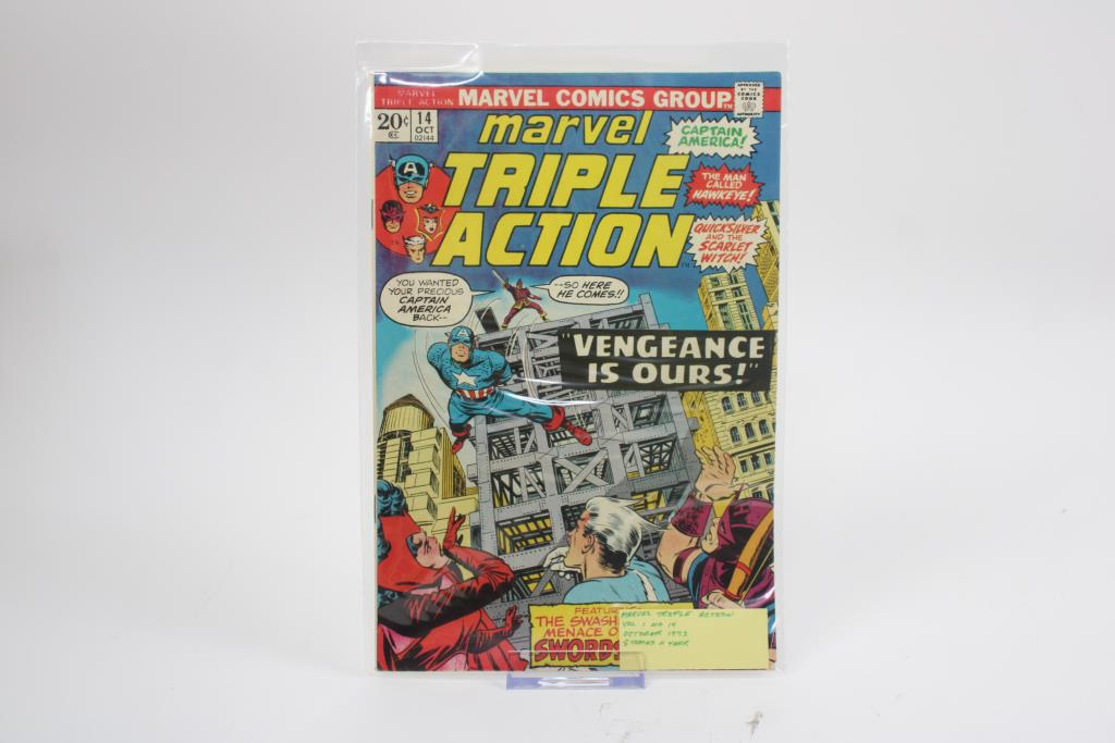 Marvel Triple Action #14, Captain America Quicksilver Hawkeye Scarlet ...