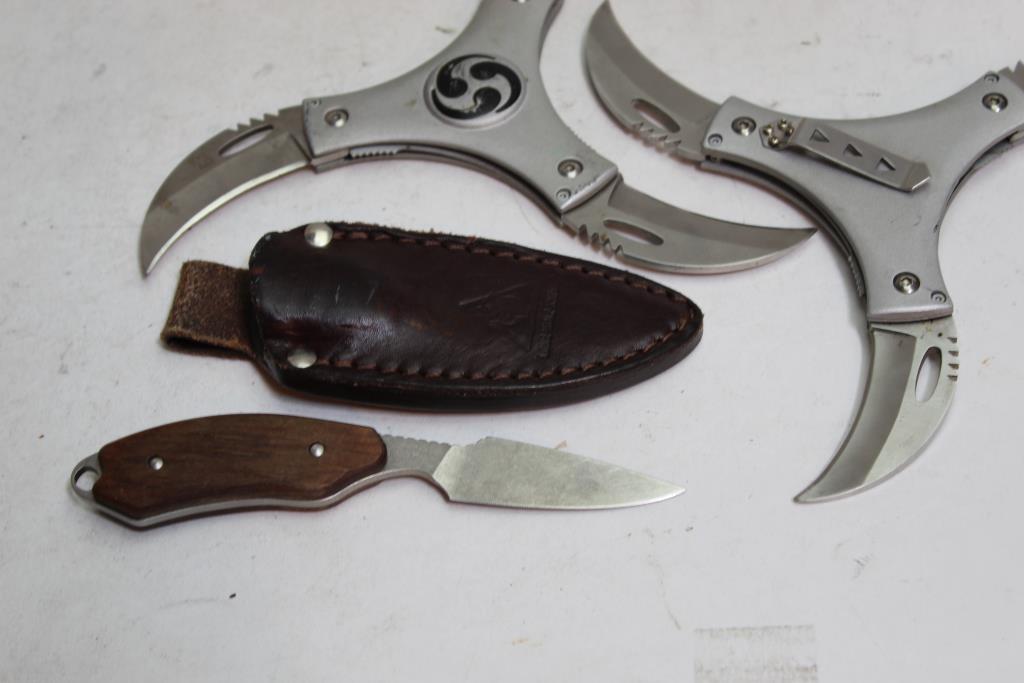 Master Cutlery, Lone Wolf Folding And Fixed Blade Knives 3 Pieces ...