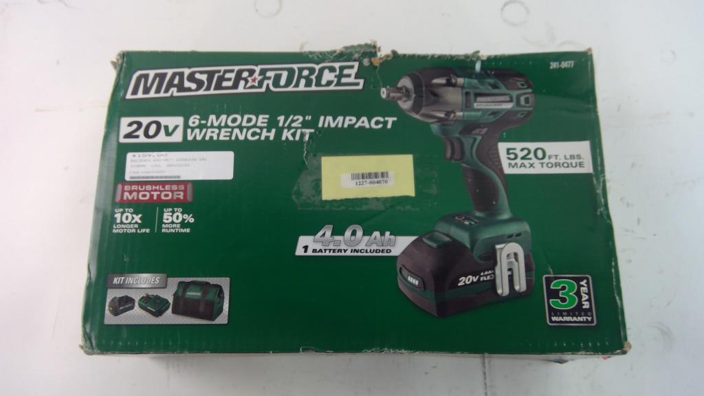MasterForce 20V 6-Mode 1/2" Impact Wrench Kit | Property Room