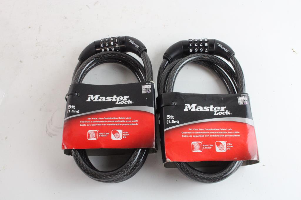 Masterlock 5 Foot Bike Locks, 2 Pieces | Property Room