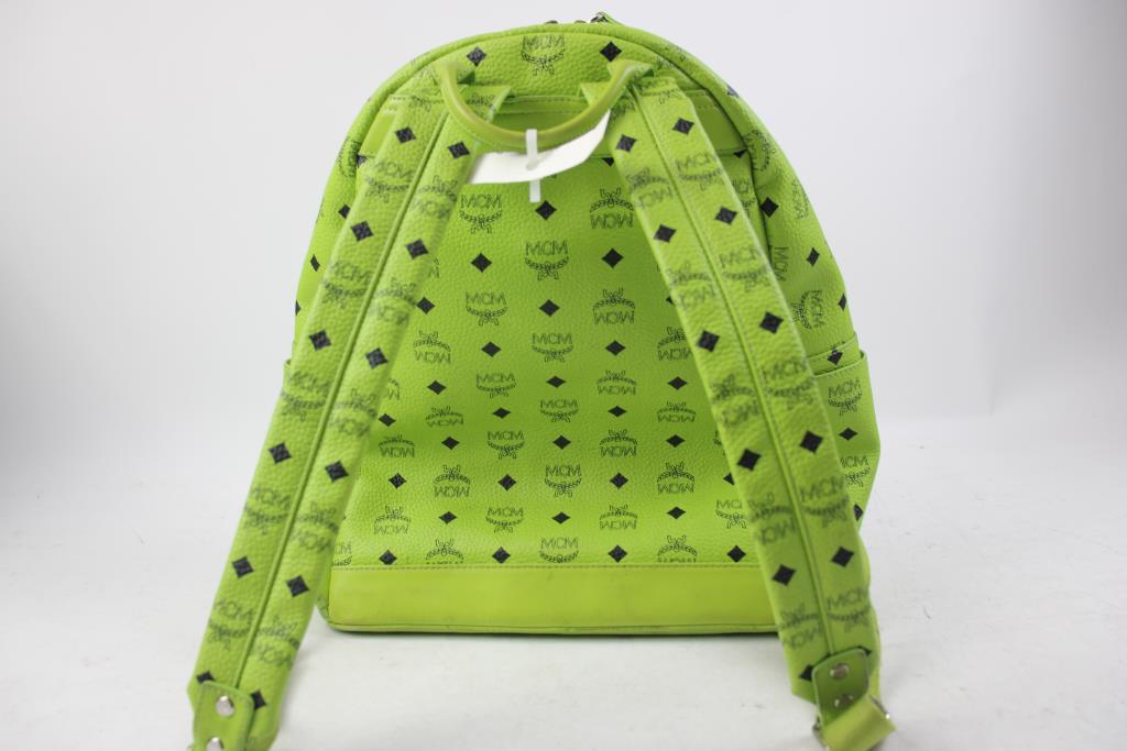 MCM Neon Green Stark Studded Backpack - Doublechecked By Entrupy ...