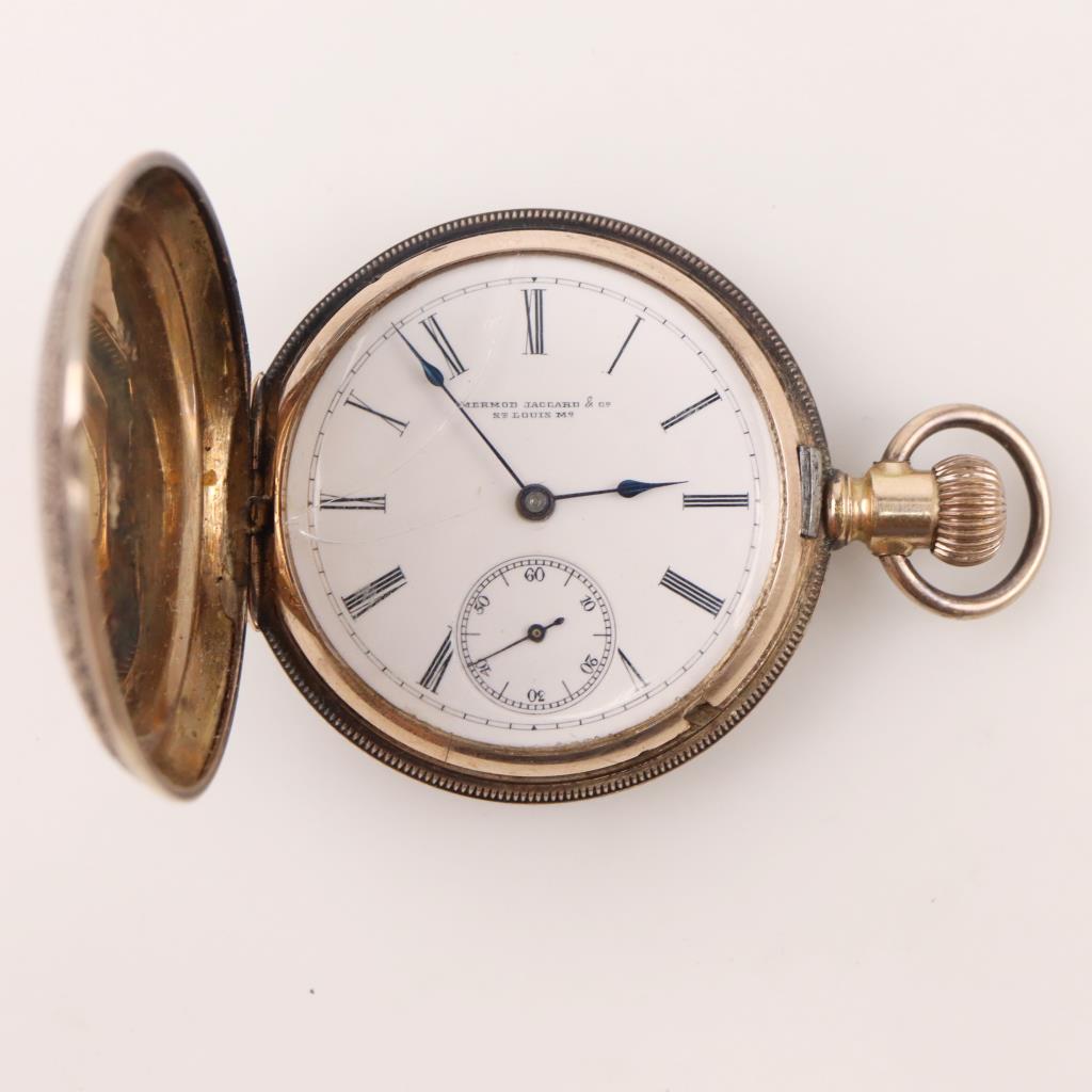 Mermod Jaccard & Co St Louis Rose GF Pocket Watch Vintage Clam Shaped ...