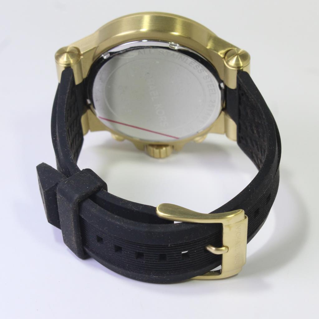 Michael Kors Dylan Chronograph Gold Tone Black Silicone Men's Watch ...