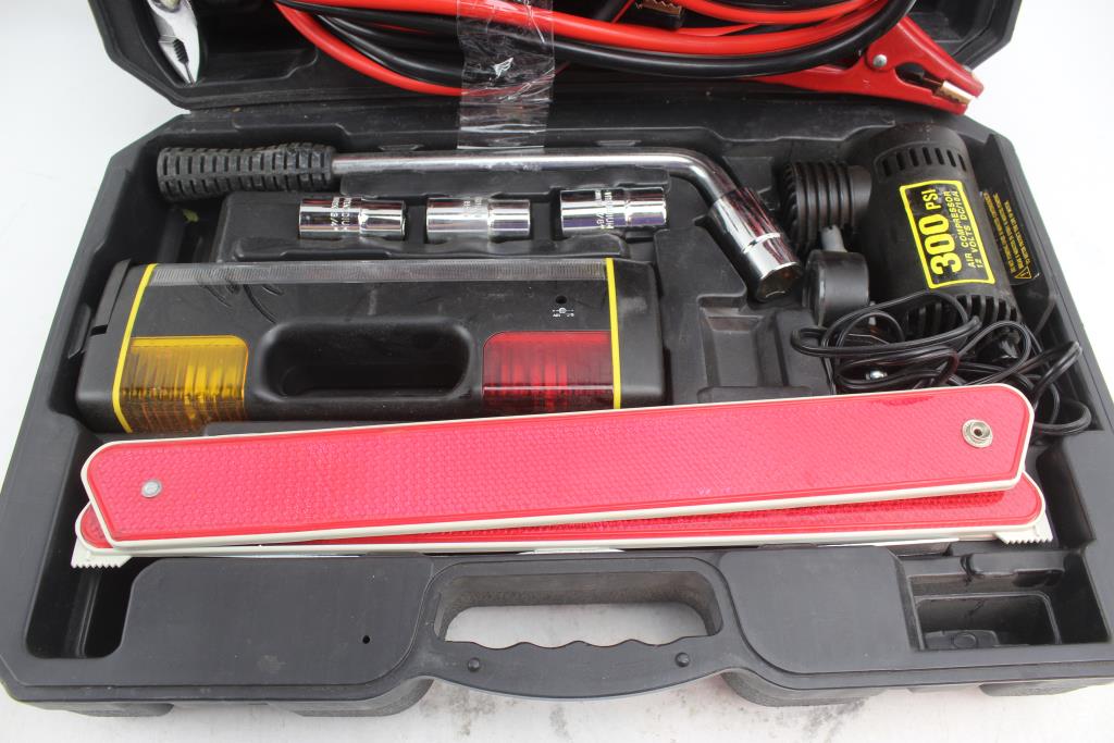 Michelin Tool Box With Jumper Cables And Tools 10+ Items | Property Room