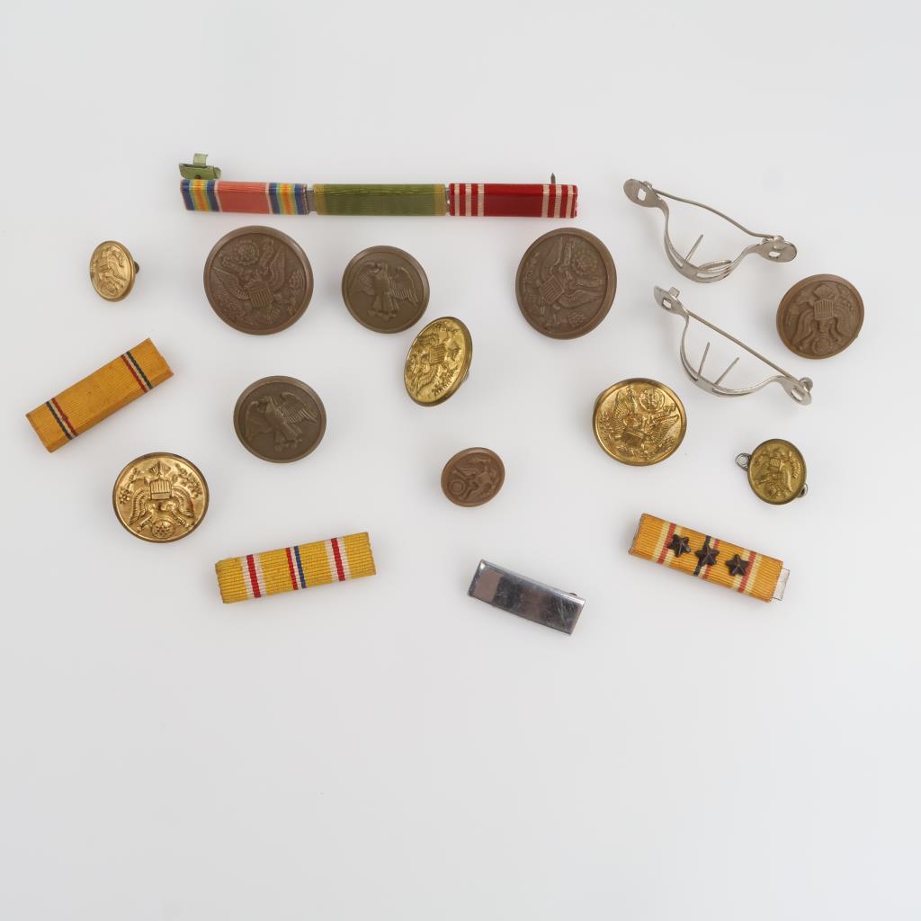 Military Buttons And Service Ribbons, 14+ Pieces | Property Room