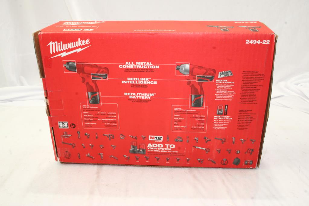 Milwaukee 2494-22 M12 - 12V Cordless Power Lithium-Ion 2-Tool Combo Kit ...