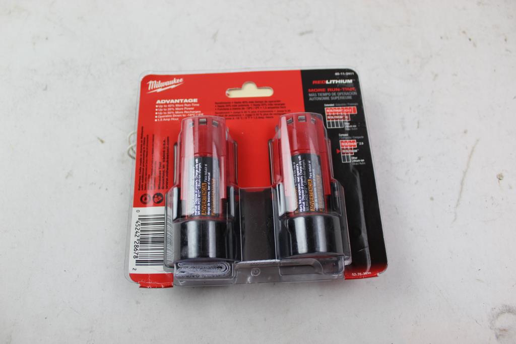 Milwaukee 48-11-2411 M12 Red Lithium Battery 2-Pack | Property Room