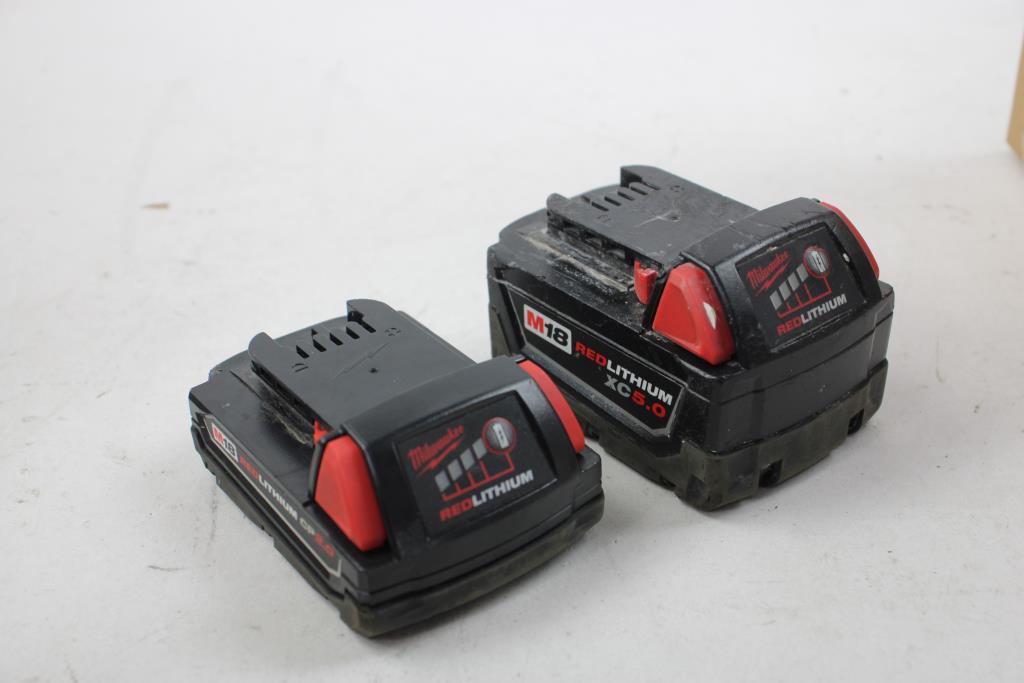 Milwaukee 5INR19/65 2.0 AH Battery Pack And 5INR19/65-2 5.0 AH Battery ...