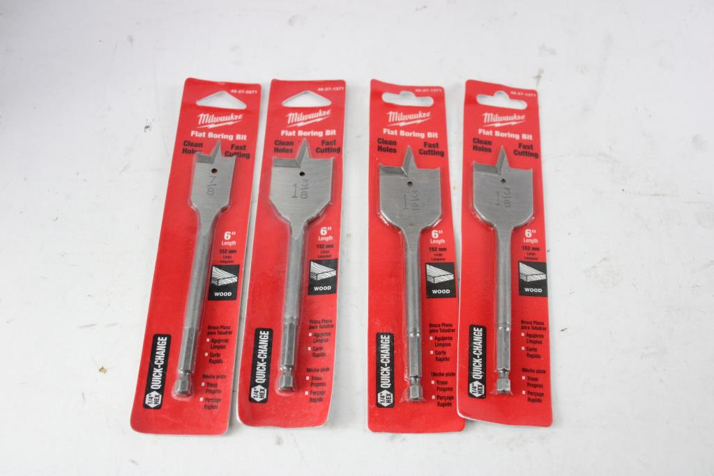 Milwaukee Flat Boring Bits, 4 Pieces | Property Room