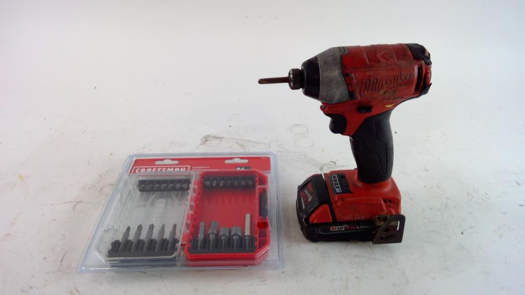 Milwaukee Impact Driver With Craftsman Bits, 2 Pieces | Property Room