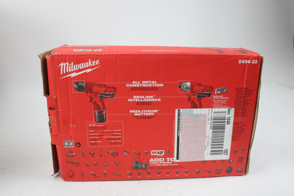 Milwaukee M12 3/8" Drill/Driver And 1/4" Hex Impact Driver Combo Kit ...