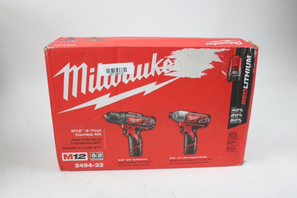 Milwaukee M12 3/8" Drill/Driver And 1/4" Hex Impact Driver Combo Kit ...