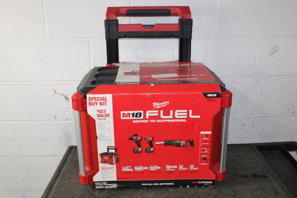 Milwaukee M18 3-Tool Combo Kit, Includes Packoutrolling Tool Box ...