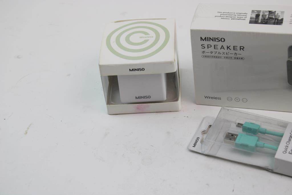 Miniso Speakers & Quick Charge Cable For Android; 4 Pieces | Property Room