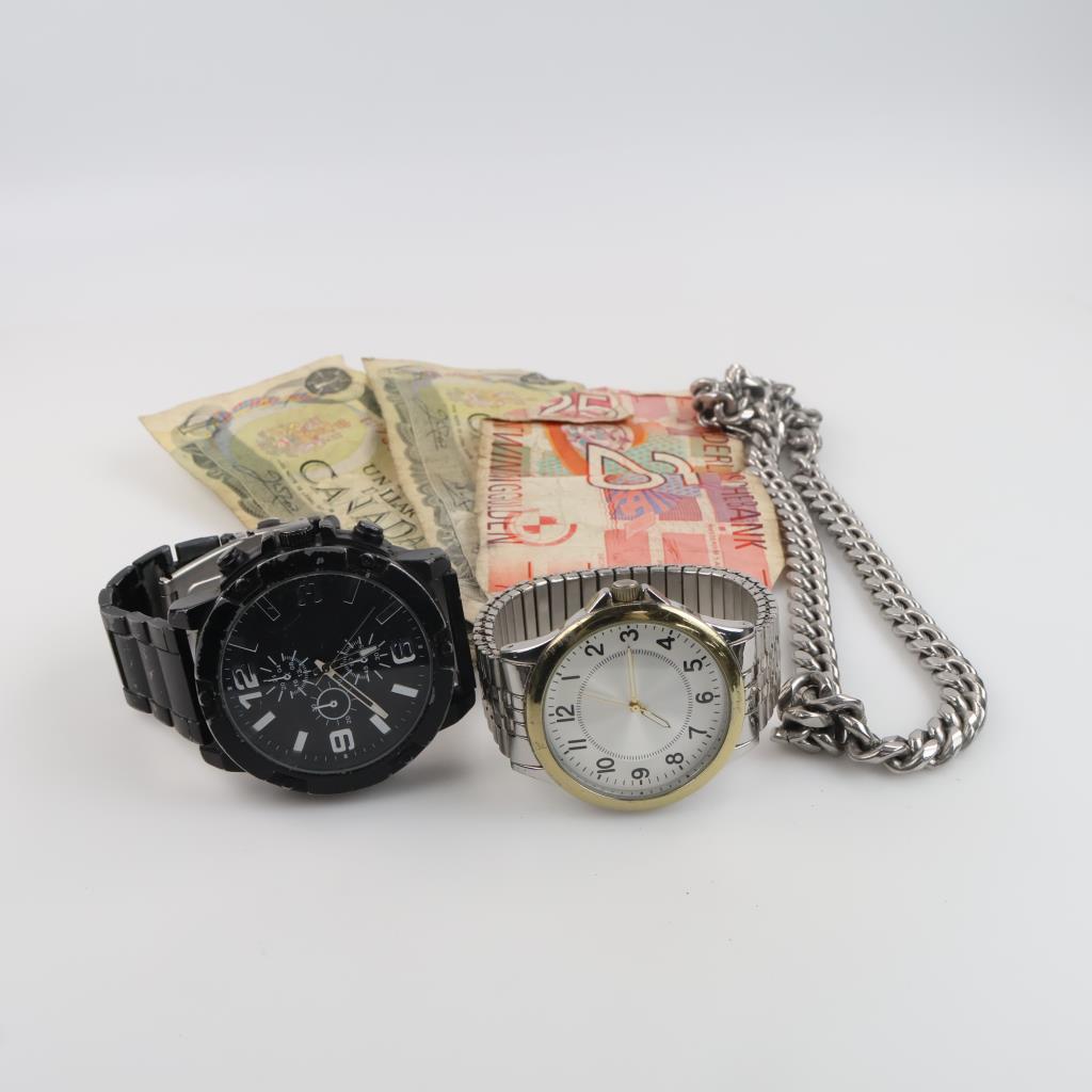 Mixed Jewelry And Watches With Foreign Currency, 7 Pieces | Property Room