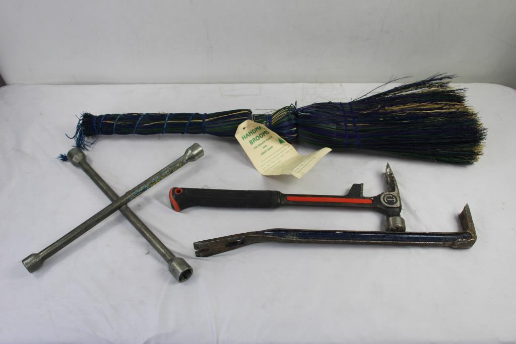 Mixed Tool Lot , Broom, Hammer, Adjustable Clamp And More | Property Room