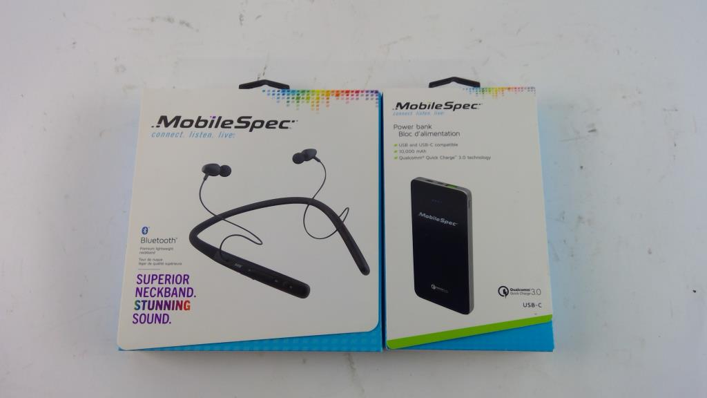MobileSpec Neckband Headset & Power Bank, 2 Pieces | Property Room