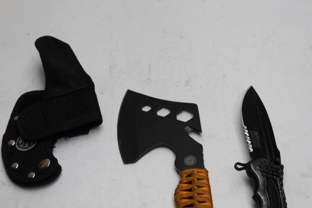 Mtech Ballistic Folding Knife , UTS Hatchet 2 Pieces | Property Room