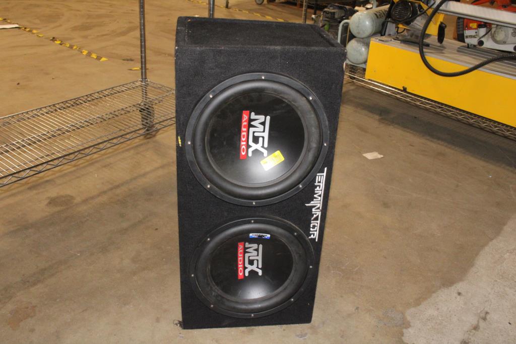 MTX Audio Subwoofers With Lanzar Amp In Terminator Box | Property Room