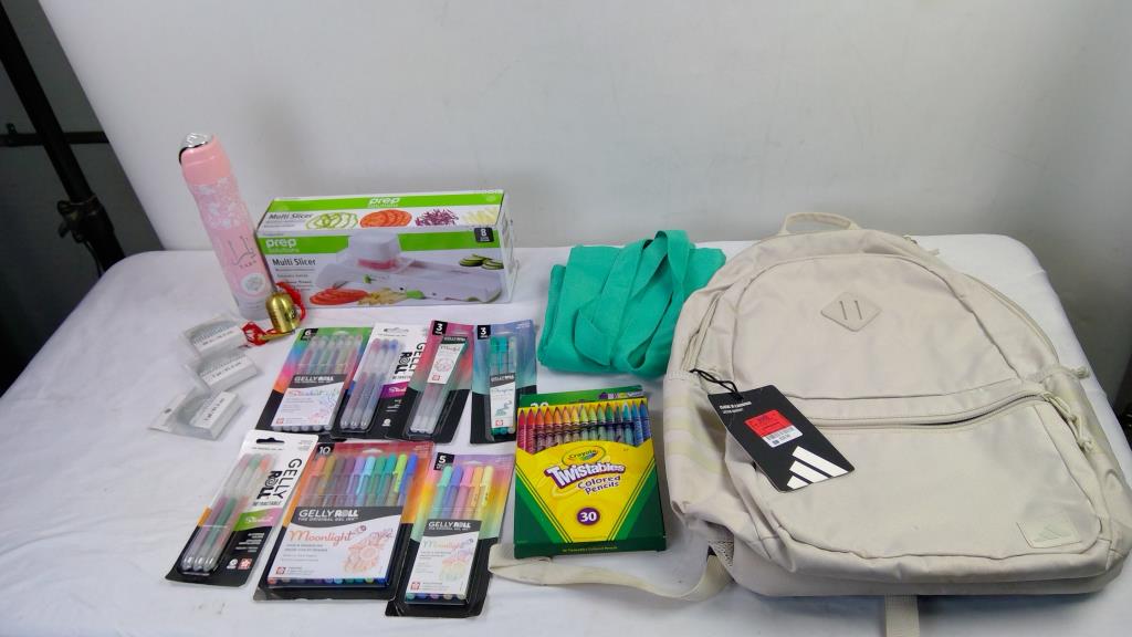Multi Slicer, Gel Pens, Colored Pencils, Bling Stickers, Yara Deoderant ...